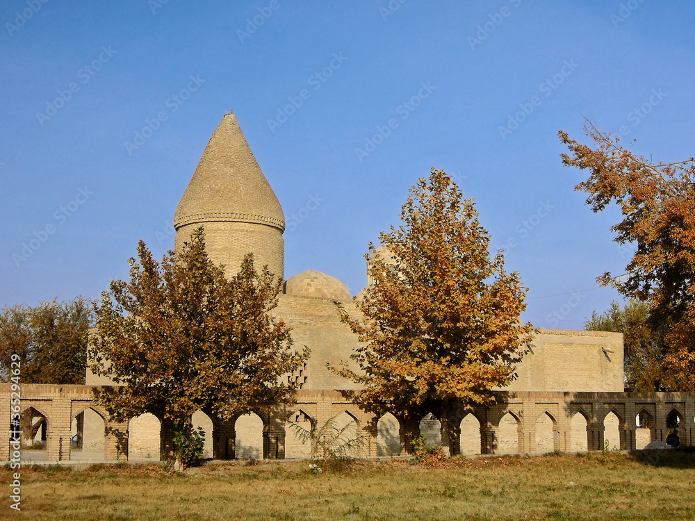 Medieval mausoleum Chashma Ayub (features a conical dome uncommon in ...