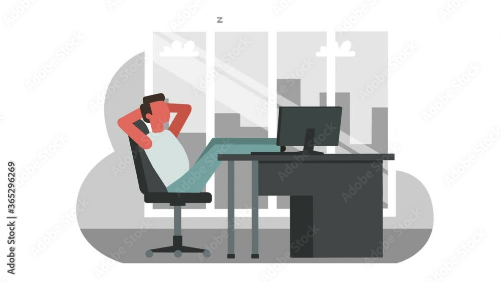 Stick Figure Color Pictogram Man Character Happy Sleep in Workplace ...