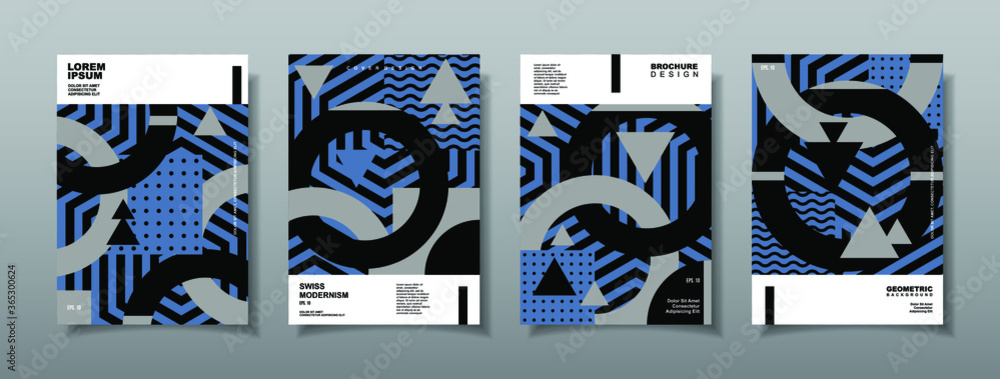 Vetor de Vintage retro design vector covers set. Swiss style geometric ...