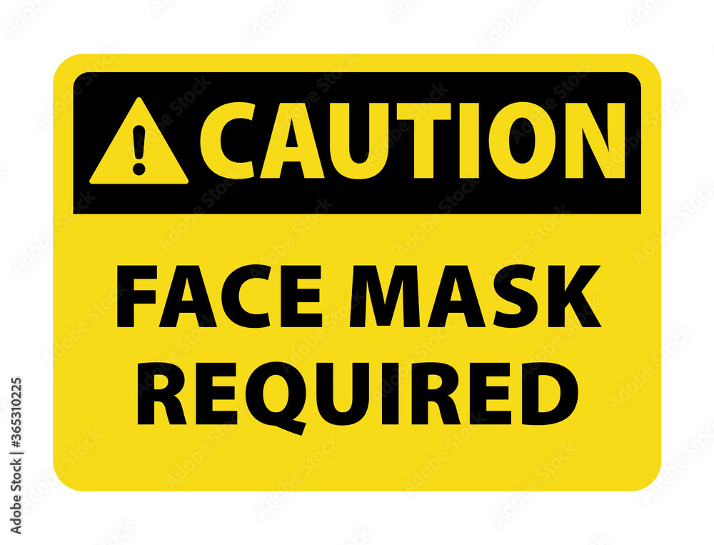 caution face mask required sign and symbol eps10 Stock Vector | Adobe Stock