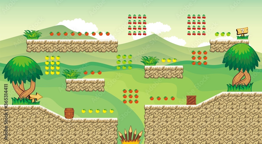 Tile set platform for game, A set of layered vector game asset ...