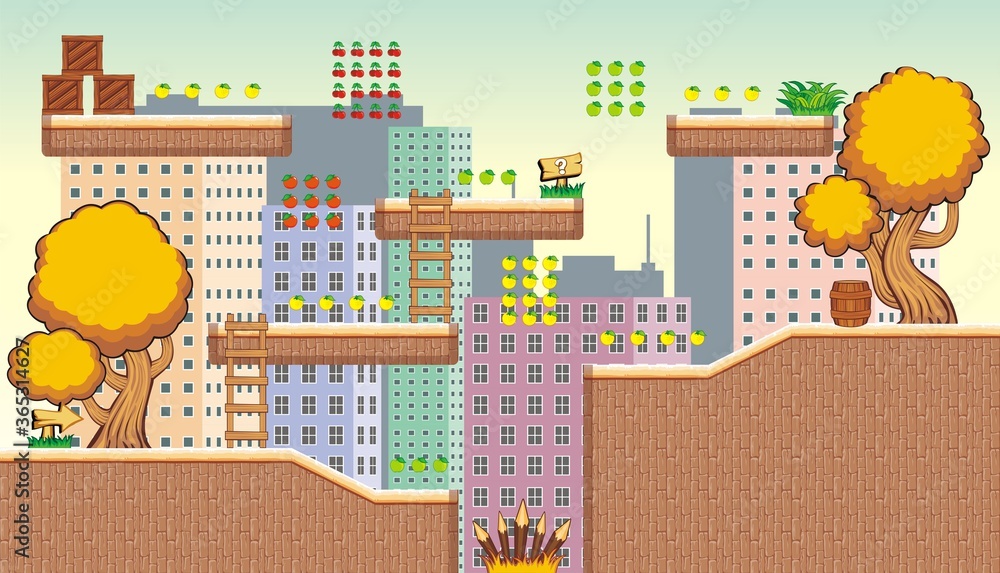 Tile set platform for game, A set of layered vector game asset ...