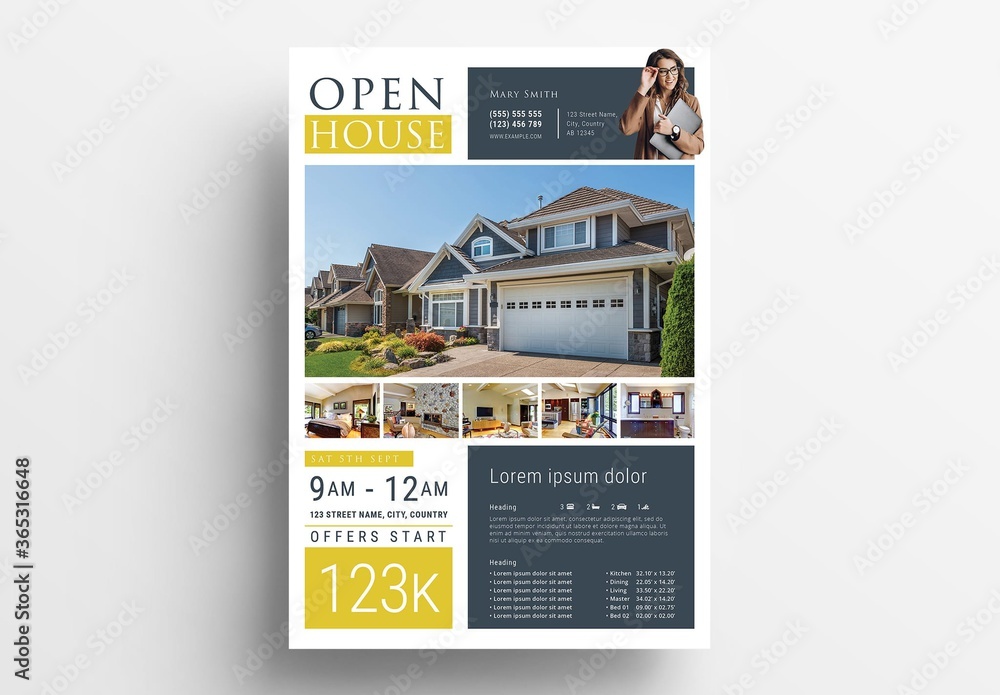 Open House Poster Flyer with Modern Style Stock Template | Adobe Stock