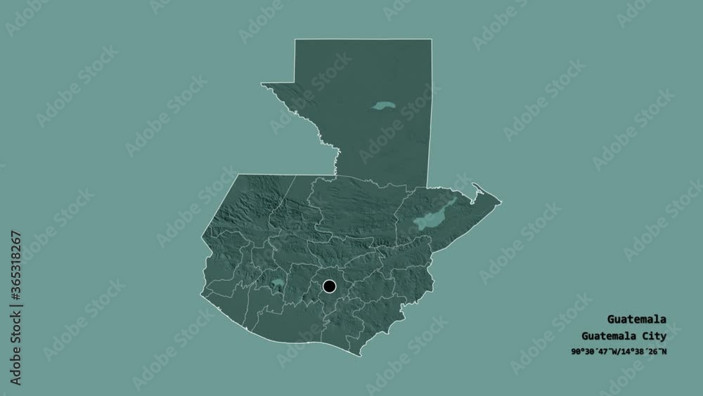 Quezaltenango, department of Guatemala, with its capital, localized ...