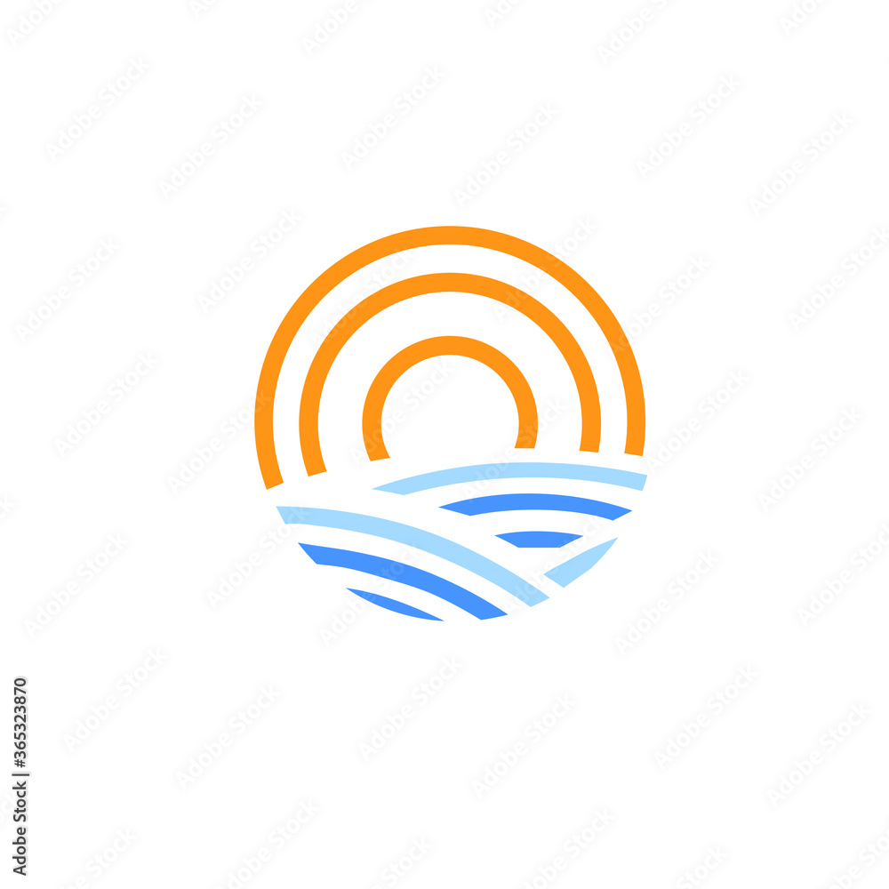 Vector logo design template. Sun and Sea sign. Stock Vector | Adobe Stock