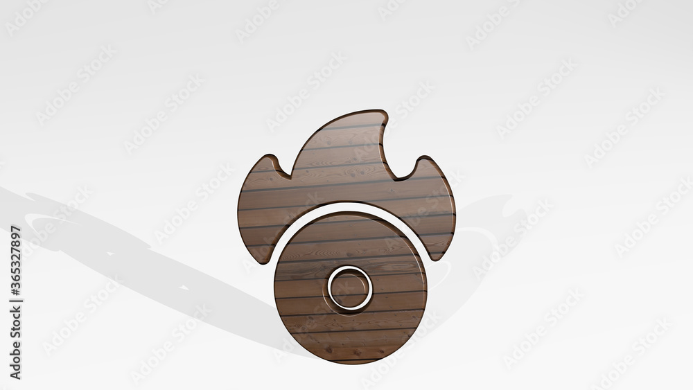 CD BURN made by 3D illustration of a shiny metallic sculpture casting ...