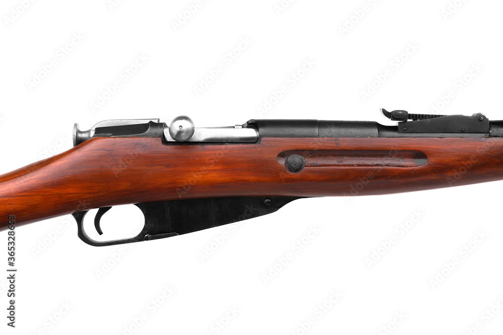 Foto de Soviet Mosin rifle isolate on a white back The weapon of the ...