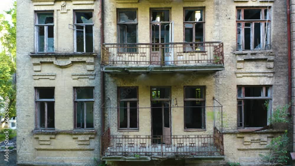 Abandoned old commercial apartment building in the Art Nouveau style ...