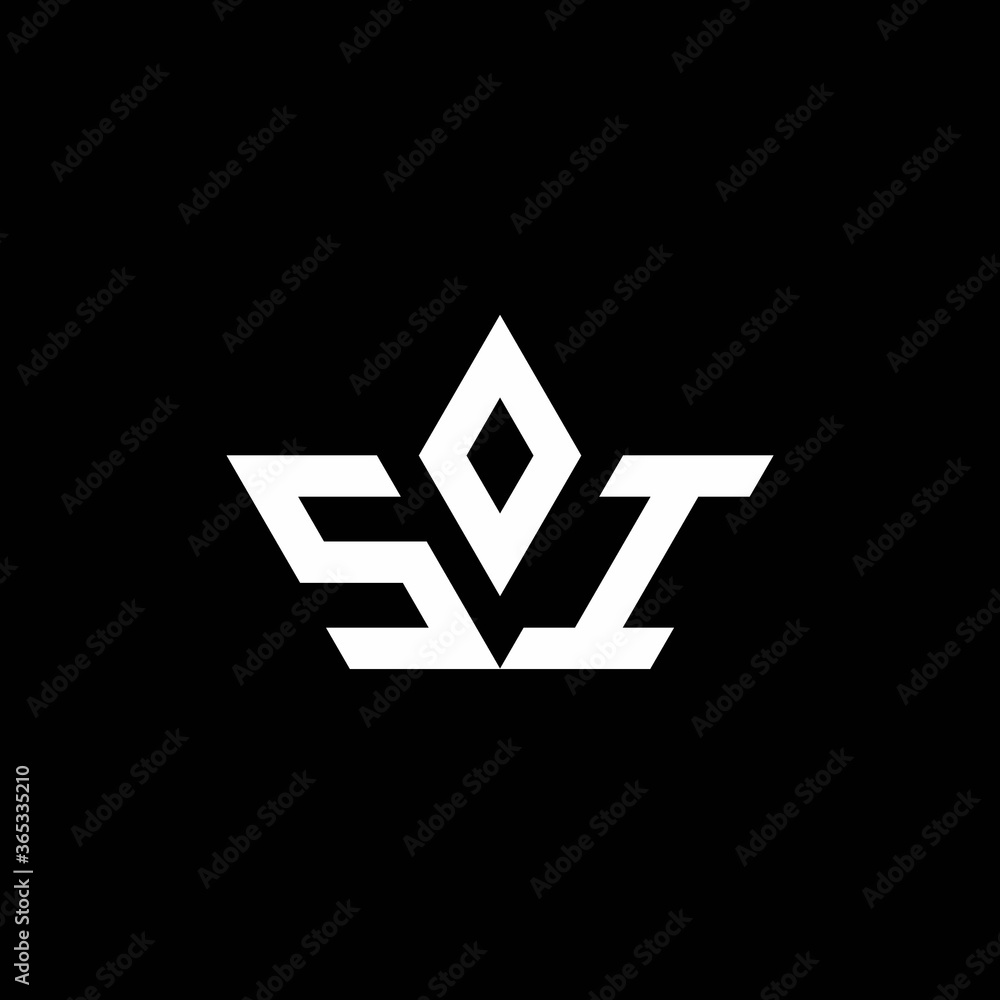 SI monogram logo with crown shape luxury style Stock Vector | Adobe Stock