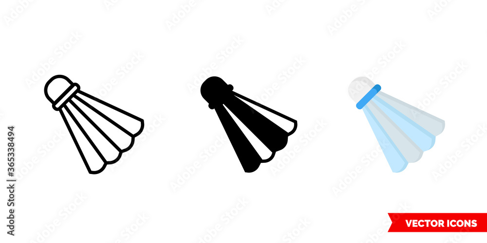 Badminton icon of 3 types. Isolated vector sign symbol. Stock Vector ...