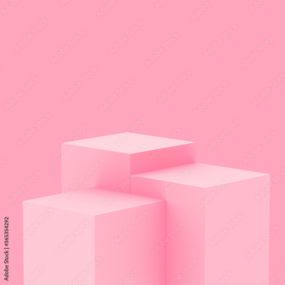 3d pink cube and box podium minimal scene studio background. Abstract ...