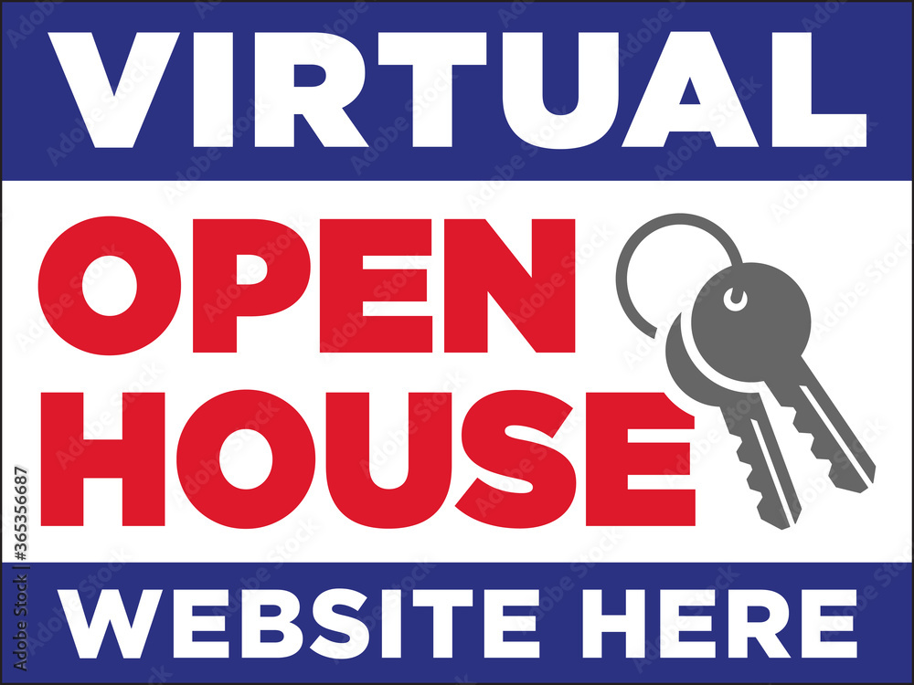Virtual Open House Sign Template | Real Estate Signage | Vector Layout ...