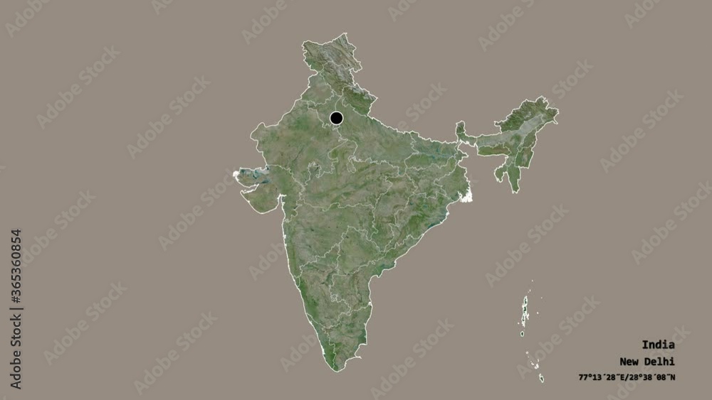 Goa, state of India, with its capital, localized, outlined and zoomed ...