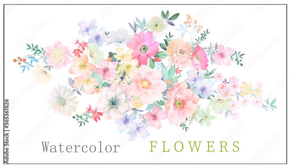 Watercolor flowers illustration Stock Illustration | Adobe Stock