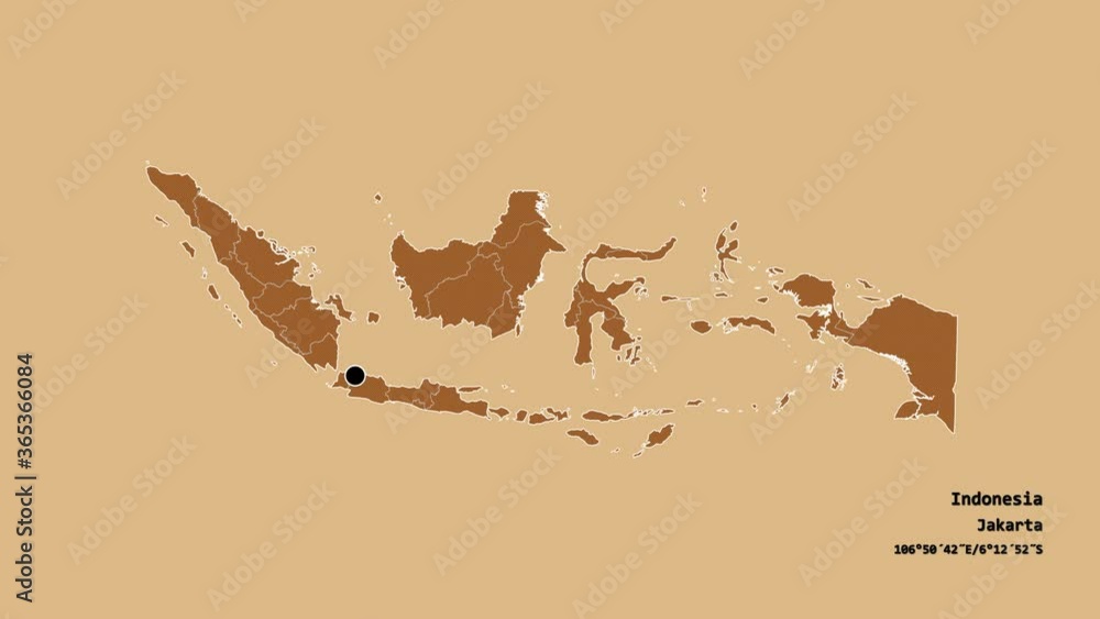 Bali, province of Indonesia, with its capital, localized, outlined and ...