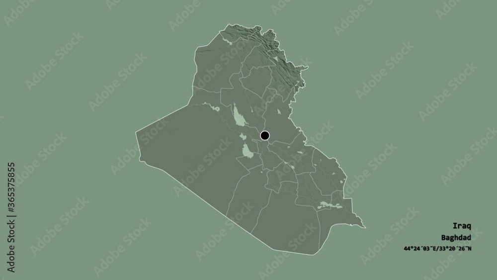 Al-Qadisiyah, province of Iraq, with its capital, localized, outlined ...