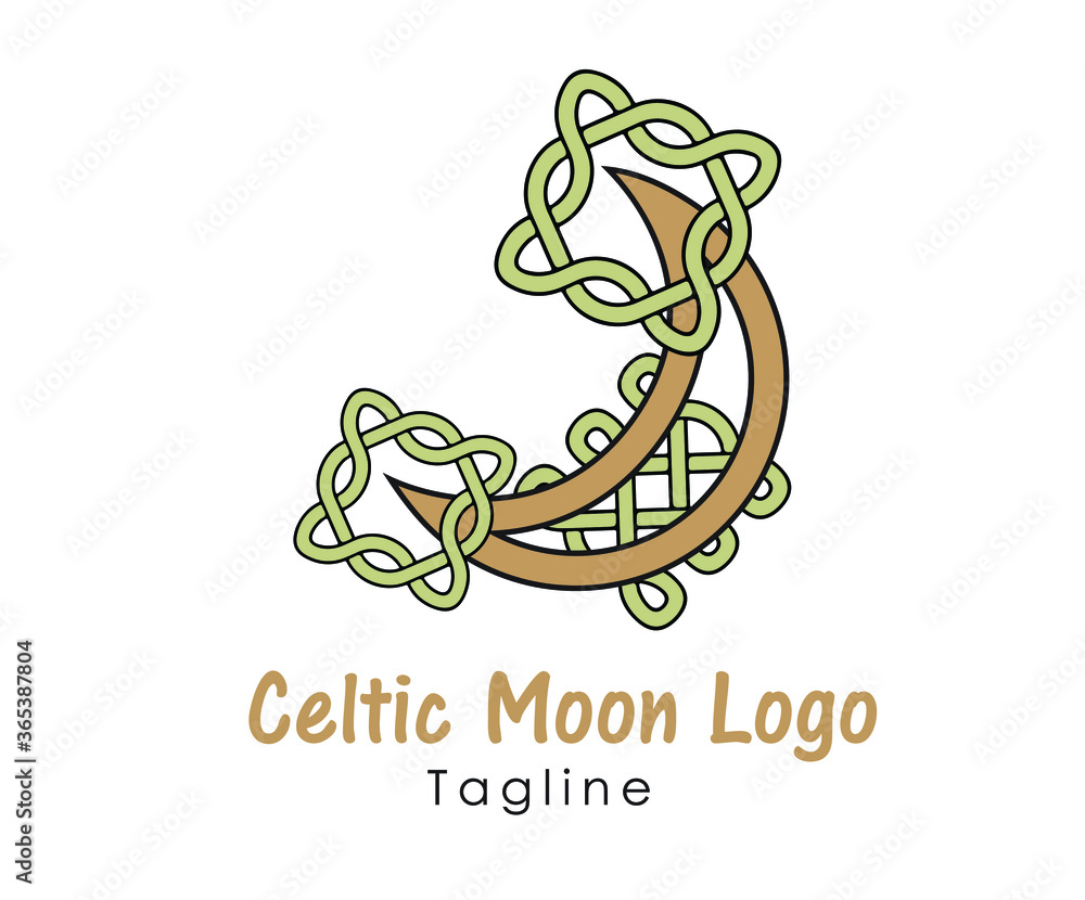 Colorful Celtic Moon design logo vector illustration with dummy text ...