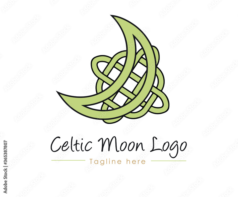 Colorful Celtic Moon design logo vector illustration with dummy text ...