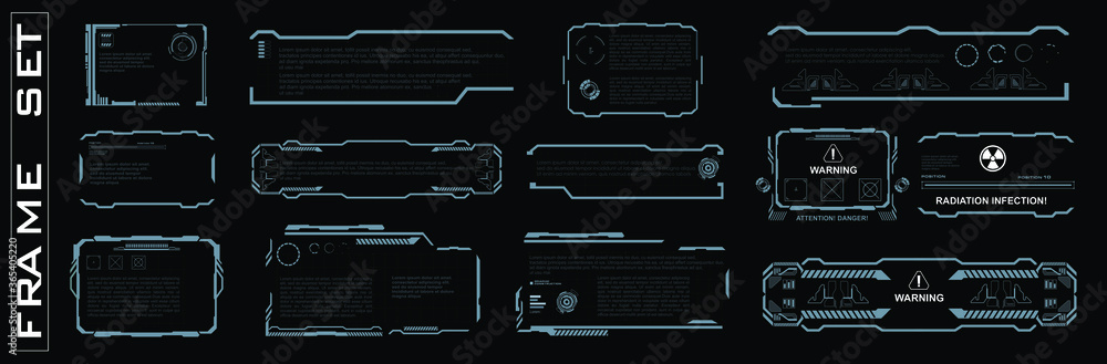 Set of screen elements. HUD, GUI, UI The user interface for game ...