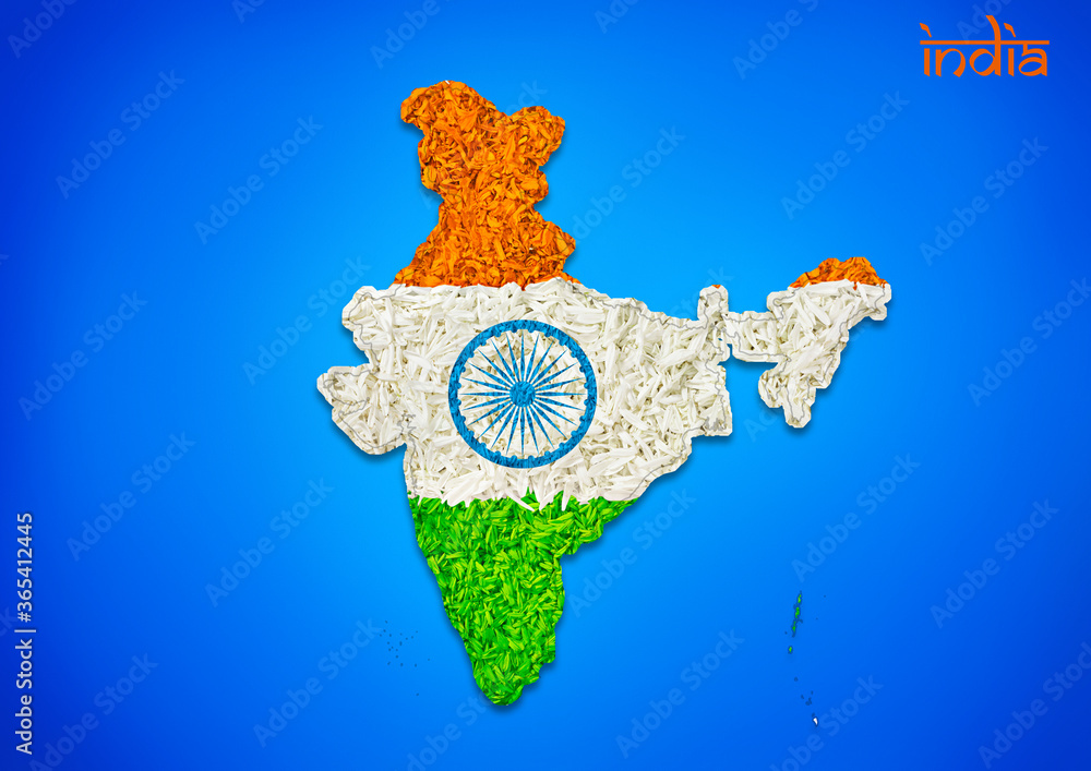 India map india flag created with natural flowers, india map decorated ...