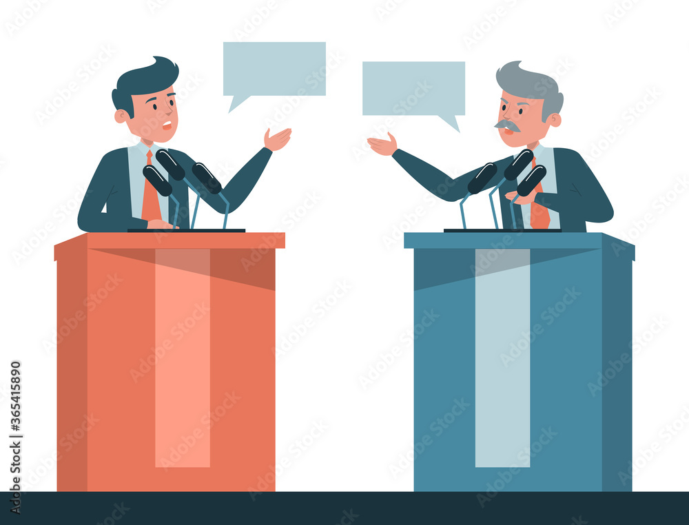 Political debate vector isolated. Two candidates on discussion ...