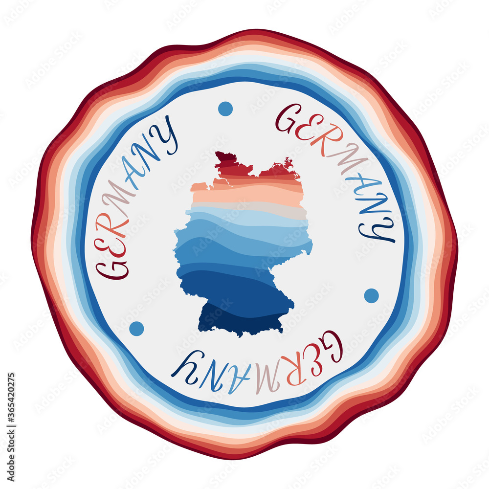 Germany badge. Map of the country with beautiful geometric waves and ...