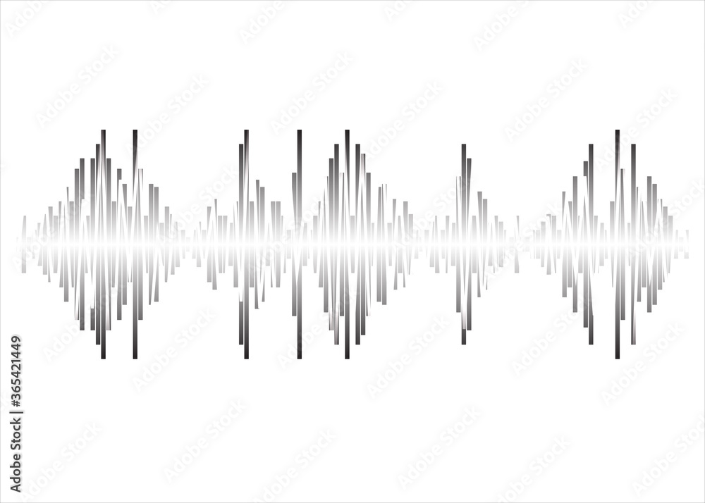 Black sound wave logo on white background. Music equalizer element ...
