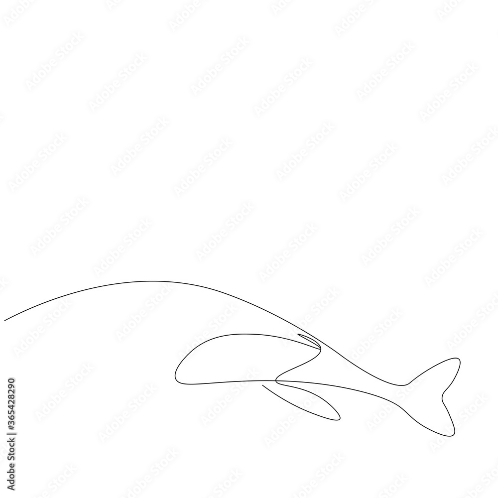 Ocean animal whale line drawing. Vector illustration Stock Vector ...