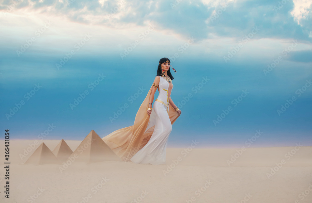 Poster young beautiful woman model image Queen Cleopatra walks in ...