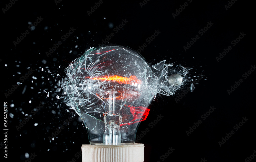 High speed photography - moment of cracking light bulb Stock Photo ...