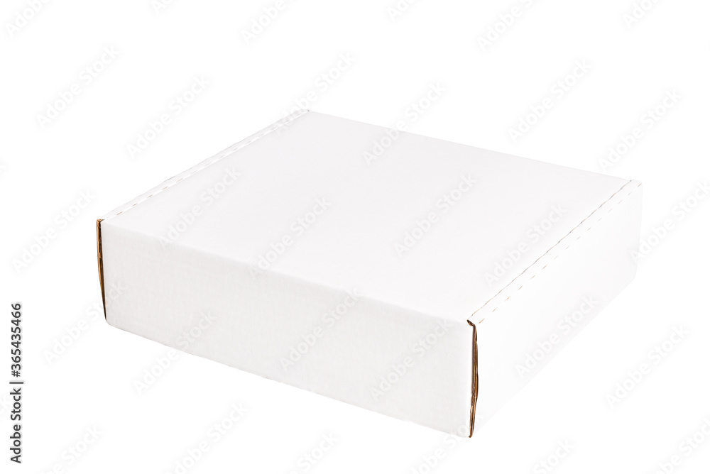 Flat white cardboard carton boxes, isolated Stock Photo | Adobe Stock