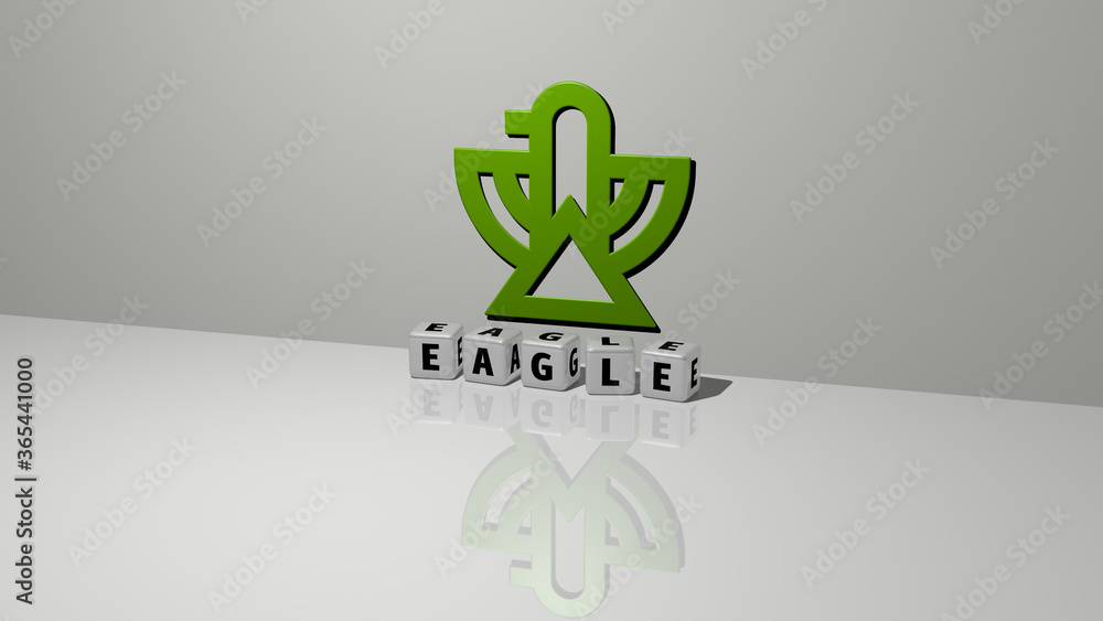 3D illustration of EAGLE graphics and text made by metallic dice ...