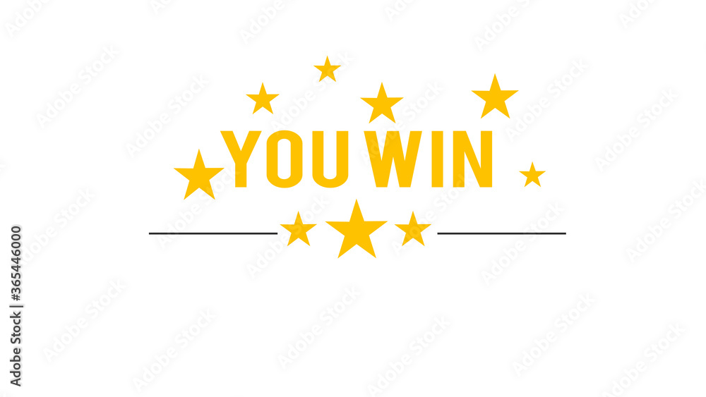 You win lettering text banner. illustration on white background Stock ...