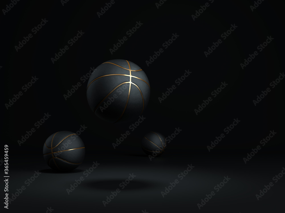 Basketball minimal black background. Basketball balls isolated on ...