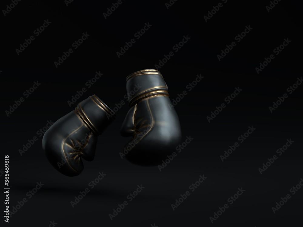 Boxing gloves abstract black background. Boxing game minimal black ...