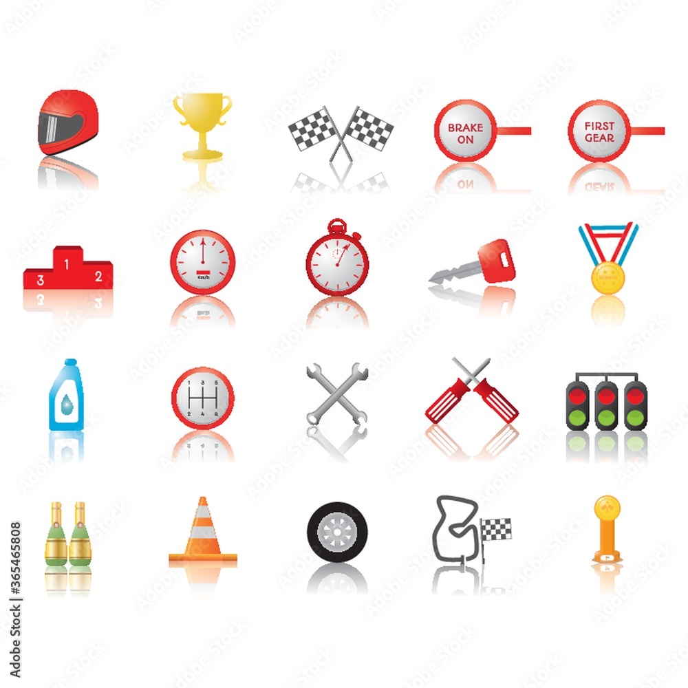 collection of motor race icons Stock Vector | Adobe Stock