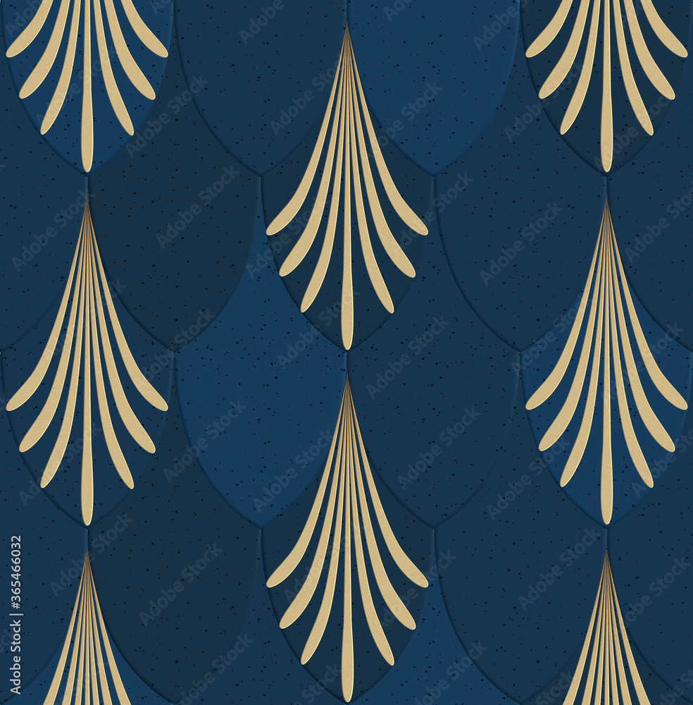 Dark blue and gold seamless pattern in art Deco style. Stock ...