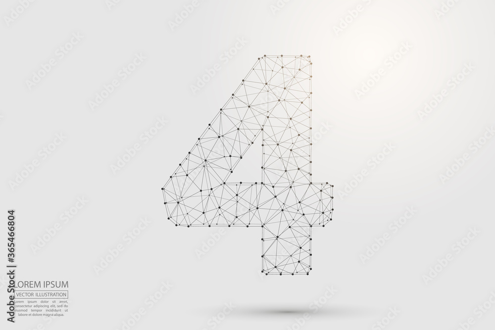 Abstract number four, figure 4, consisting of triangles, circles, spots ...