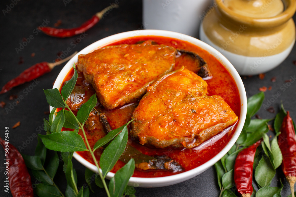 Kerala fish curry Alappuzha, India, Hot and spicy homemade red fish ...