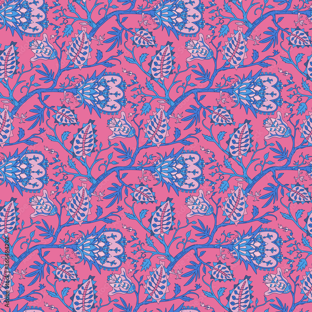 Seamless floral vector pattern with clusters of indian festival blue ...