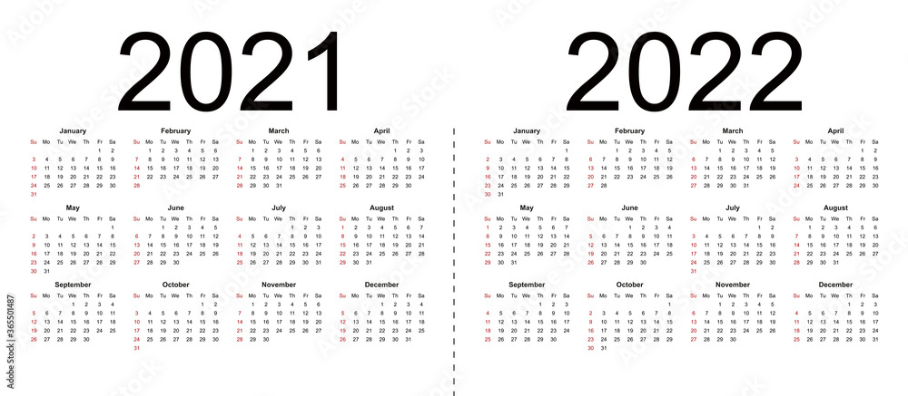 Calendar 2021, 2022. Week starts from Sunday, business template ...