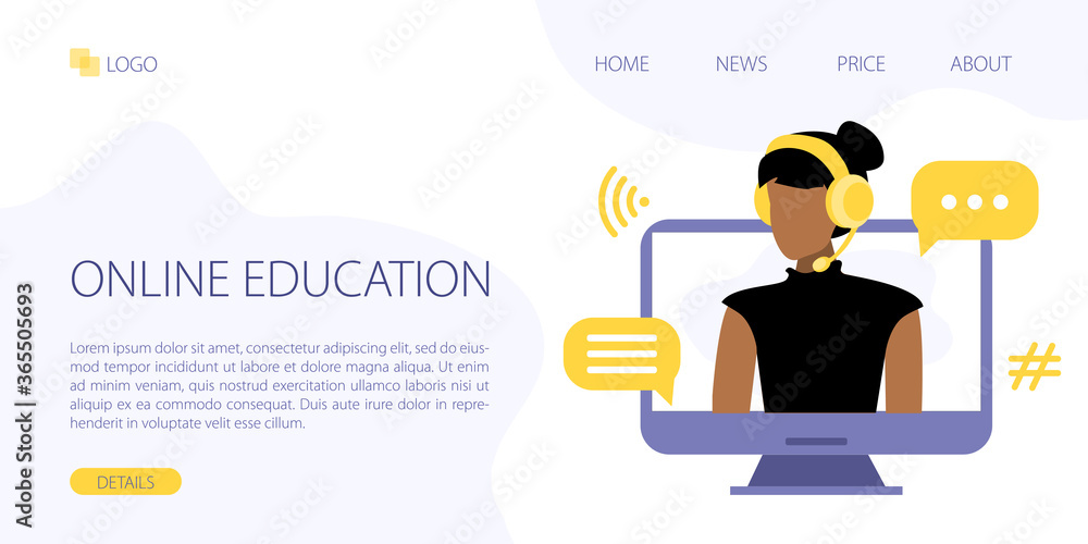 Vector site template of online education service. Online education from ...