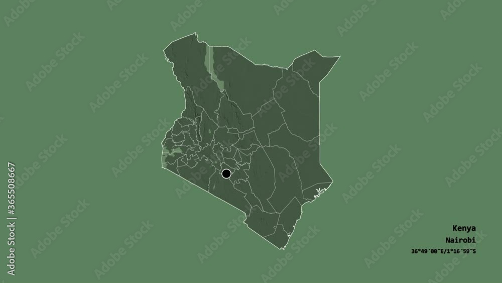 Kilifi, county of Kenya, with its capital, localized, outlined and ...