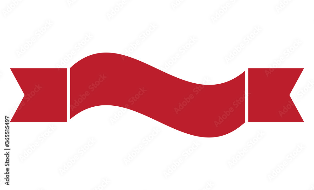 Red ribbon banner isolated on white background. Trendy red ribbon ...