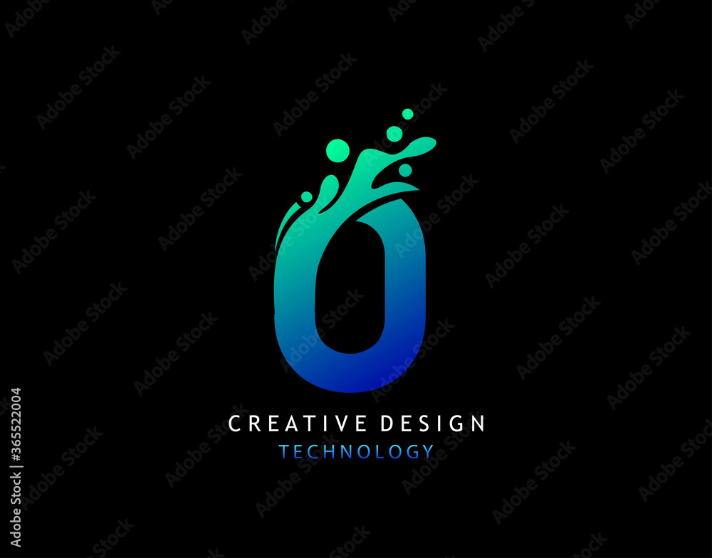 Letter O Water Splash Logo. Modern Techno Alphabetical Icon, Template ...
