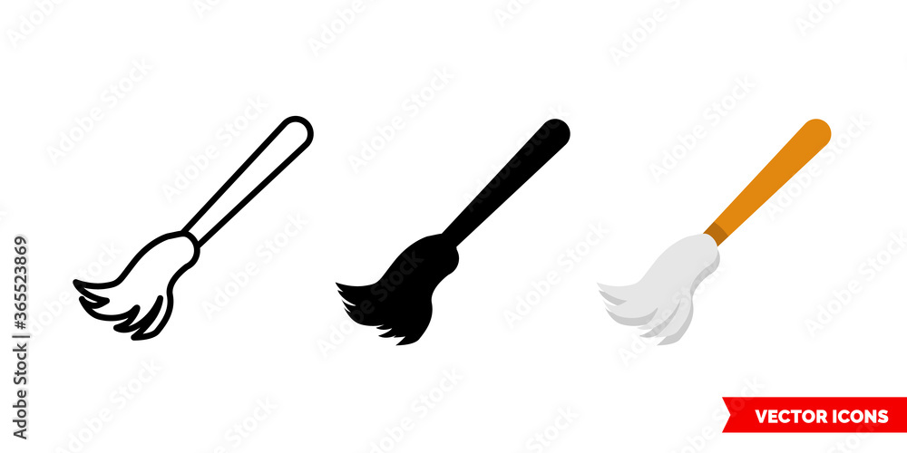 Feather duster icon of 3 types. Isolated vector sign symbol. Stock ...