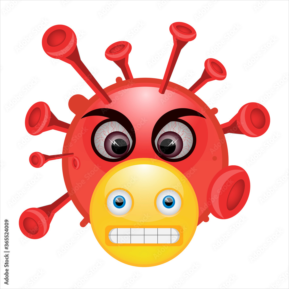 CV3 Set of vector emoticons on a white background. A disease-causing ...