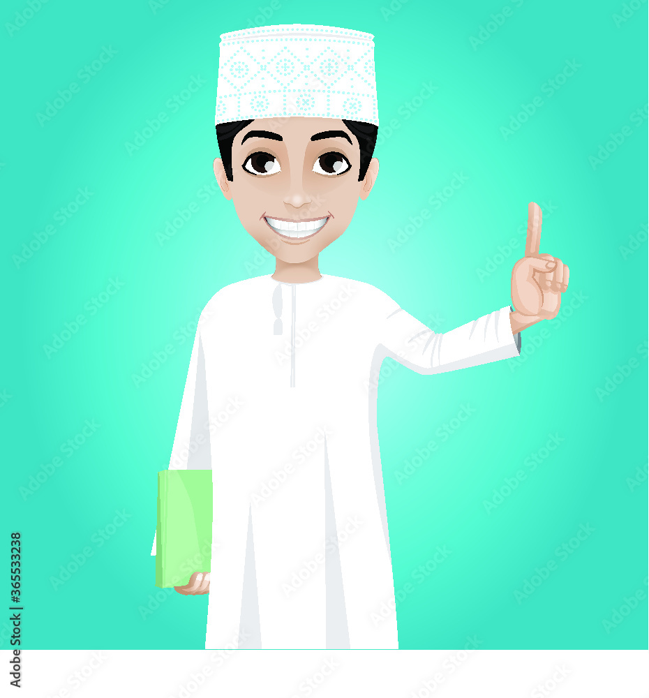 Smiling Omani Boy Vector character illustration in cartoon style Stock ...