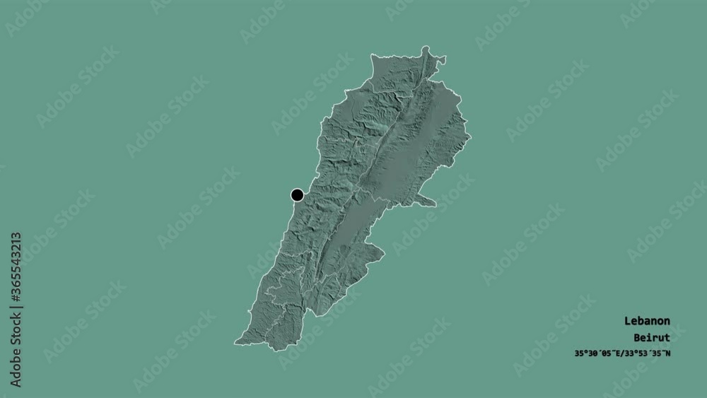 Akkar, governorate of Lebanon, with its capital, localized, outlined ...