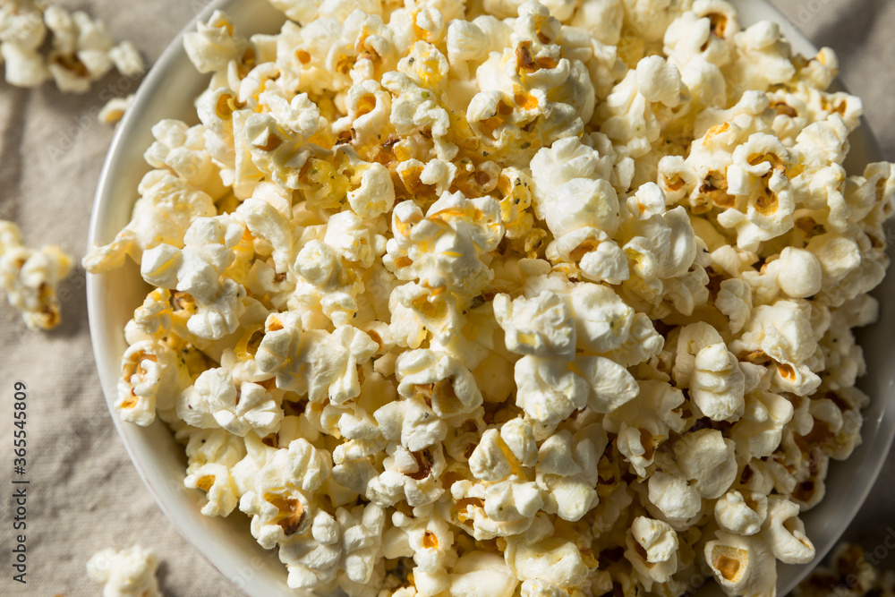 Homemade Salty Buttered Popcorn Stock Photo | Adobe Stock